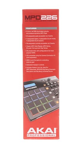 AKAI Professional MPD226 - USB MIDI Controller with 16 RGB MPC Drum Pads, Fully-Assignable Production-Ready Controls, and Production Software Package