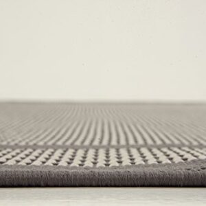 Unique Loom Outdoor Border Collection Area Rug - Border (6' 1" Square, Gray/ Silver)