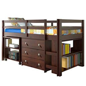 Donco Kids Study & Sleep Twin Cappuccino Low Loft Bed