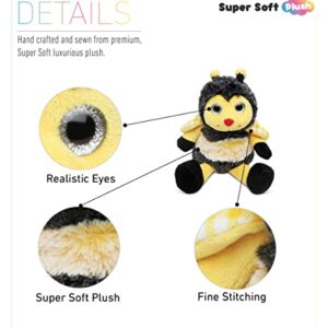 DolliBu Sitting Bee Plush - Super Soft Bee Insect Stuffed Animal, Cute Realistic Stuffed Animal Bee Plush Toy for Boys and Girls, Adorable Insect Plush Bee Gift for Baby, Kids, and Adults - 7 Inches