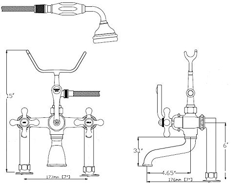 The Tub Connection 67" Acrylic Slipper Clawfoot Tub & Oil Rubbed Bronze Complete Deck Mount Plumbing Package- "Miller"