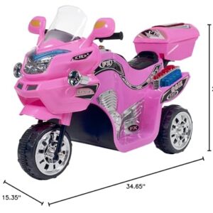 Lil' Rider Ride on Toy, 3 Wheel Motorcycle Trike for Kids by Rockin' Rollers – Battery Powered Ride on Toys for Boys and Girls, 3 - 6 Year Old, Large, Pink