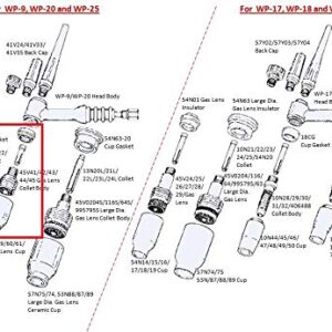 WeldingCity 5-pk Gas Lens Collet Body 45V44 (3/32") for TIG Welding Torch 9, 20 and 25 Series in Weldcraft Lincoln Miller ESAB Weldcraft CK (5 Each/Pack)