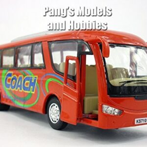 Coach Bus Diecast Metal Scale Model - SET of 4 BUSES, Red, Blue, White and Yellow