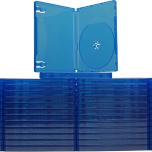 Square Deal Recordings & Supplies (25) Blue Game Cases - Compatible With Playstation 4 - 1 Disc Capacity - 14mm - #VGBR14PS4BL