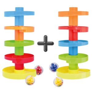 educational ball drop toy for kids - spinning swirl ball ramp 2 sets activity toy for toddlers and babies safe for 9 months and up.