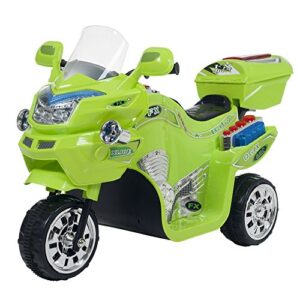 lil' rider ride on toy, 3 wheel motorcycle trike for kids by rockin' rollers – battery powered ride on toys for boys and girls, 3 - 6 year old, large, green