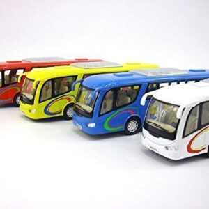 Coach Bus Diecast Metal Scale Model - SET of 4 BUSES, Red, Blue, White and Yellow