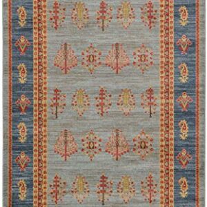 Unique Loom Fars Collection Modern Medallion Tribal Design with Natural Hues Area Rug, 5 ft x 8 ft, Light Blue/Navy Blue