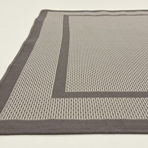 Unique Loom Outdoor Border Collection Area Rug - Border (6' 1" Square, Gray/ Silver)