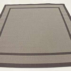 Unique Loom Outdoor Border Collection Area Rug - Border (6' 1" Square, Gray/ Silver)