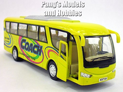 Coach Bus Diecast Metal Scale Model - SET of 4 BUSES, Red, Blue, White and Yellow