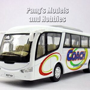 Coach Bus Diecast Metal Scale Model - SET of 4 BUSES, Red, Blue, White and Yellow