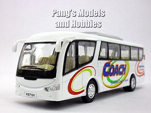 Coach Bus Diecast Metal Scale Model - SET of 4 BUSES, Red, Blue, White and Yellow