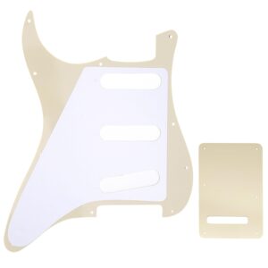 Musiclily SSS 11 Holes Strat Electric Guitar Pickguard and BackPlate Set for Fender USA/Mexican Made Standard Stratocaster Modern Style Guitar Parts,4Ply Parchment Pearl