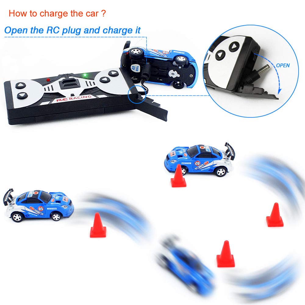 haomsj Mini Coke Can Speed Rc Radio Remote Conrtol Micro Racing Car with Led Lingts Kids Toys Gift (1PC)