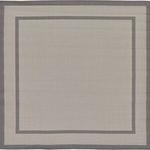 Unique Loom Outdoor Border Collection Area Rug - Border (6' 1" Square, Gray/ Silver)