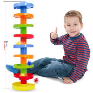 Educational Ball Drop Toy for Kids - Spinning Swirl Ball Ramp 2 Sets Activity Toy for Toddlers and Babies Safe for 9 Months and up.