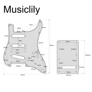 Musiclily SSS 11 Holes Strat Electric Guitar Pickguard and BackPlate Set for Fender USA/Mexican Made Standard Stratocaster Modern Style Guitar Parts,4Ply Parchment Pearl