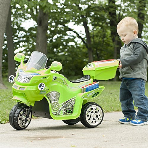 Lil' Rider Ride on Toy, 3 Wheel Motorcycle Trike for Kids by Rockin' Rollers – Battery Powered Ride on Toys for Boys and Girls, 3 - 6 Year Old, Large, Green