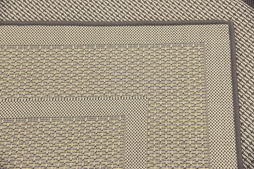 Unique Loom Outdoor Border Collection Area Rug - Border (6' 1" Square, Gray/ Silver)