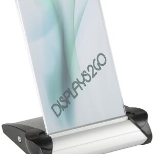 Displays2go Slanted Tabletop Sign Holder, Set of 4, 4" x 6", Adjustable Angles (RJ46P)