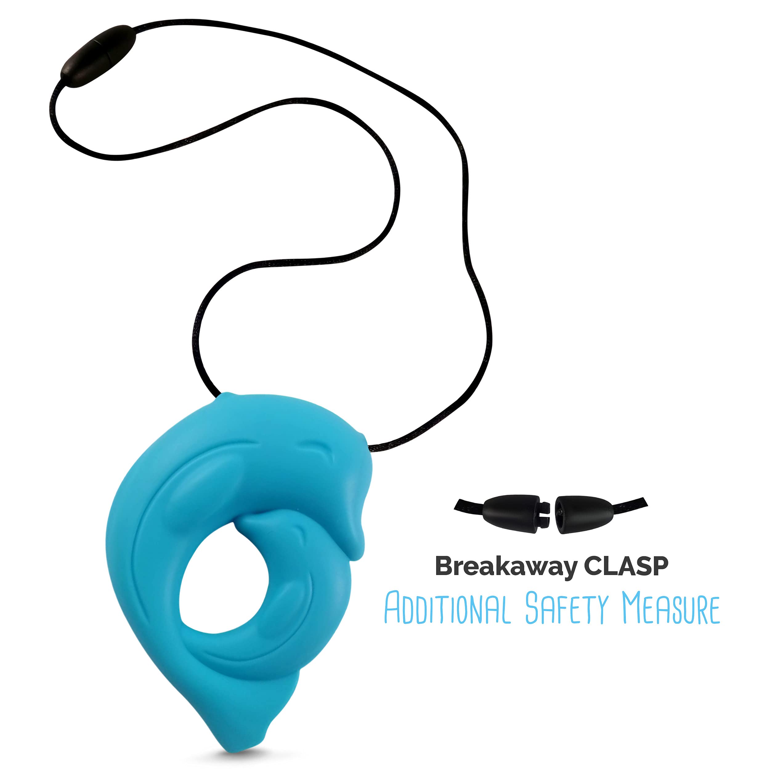 Blue Dolphin Chew Necklace for Sensory Kids - (Durable) Gender Neutral Chewing Necklace - Sensory Necklace for Autistic Chewers - Oral Sensory Toys for Adults and Children