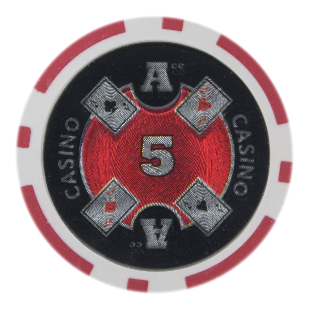 Brybelly Ace Casino Poker Chip Heavyweight 14-gram Clay Composite – Pack of 50 ($5 Red)