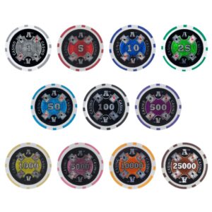 Brybelly Ace Casino Poker Chip Heavyweight 14-gram Clay Composite – Pack of 50 ($5 Red)