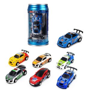 haomsj mini coke can speed rc radio remote conrtol micro racing car with led lingts kids toys gift (1pc)