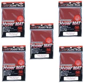 kmc hyper matte sleeves red ×5 sets (5 packs/total 400 sheets) (japan import) made in japan (1 pack)