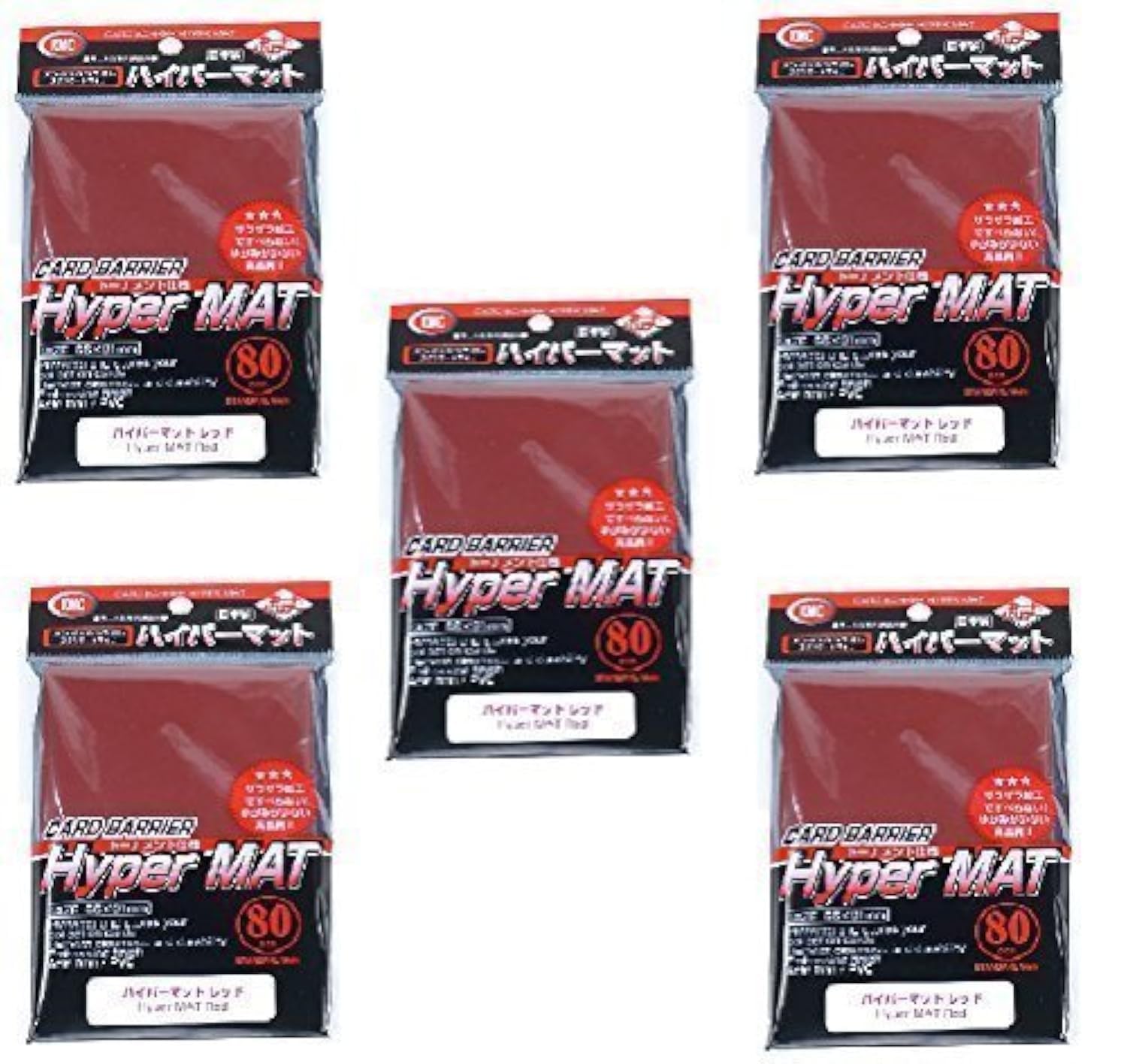 KMC Hyper Matte Sleeves Red ×5 Sets (5 Packs/total 400 Sheets) (Japan Import) Made in Japan (1 Pack)