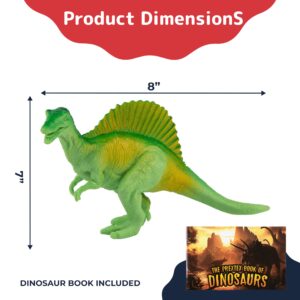 PREXTEX Dinosaur Toys for Kids 3-5 - 12 Dinosaur Figurines and Dinosaur Book for Kids - Realistic Toy Dinosaur Figures - Dino Toys with Educational Books for Boys and Girls