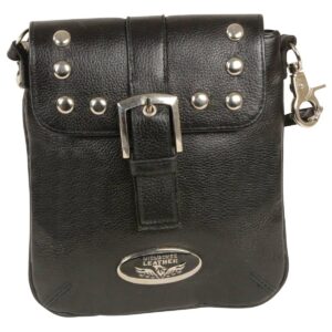 milwaukee leather mp8805 women's black small leather studded shoulder bag - one size