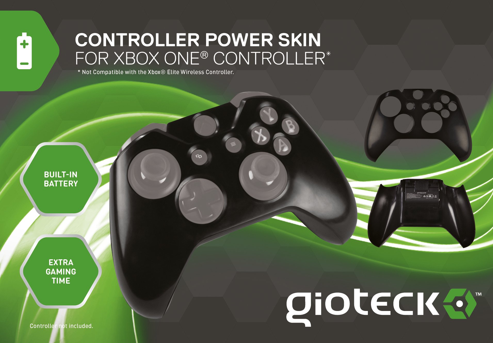 Gioteck Controller Skin Plus Black with Built-in Battery