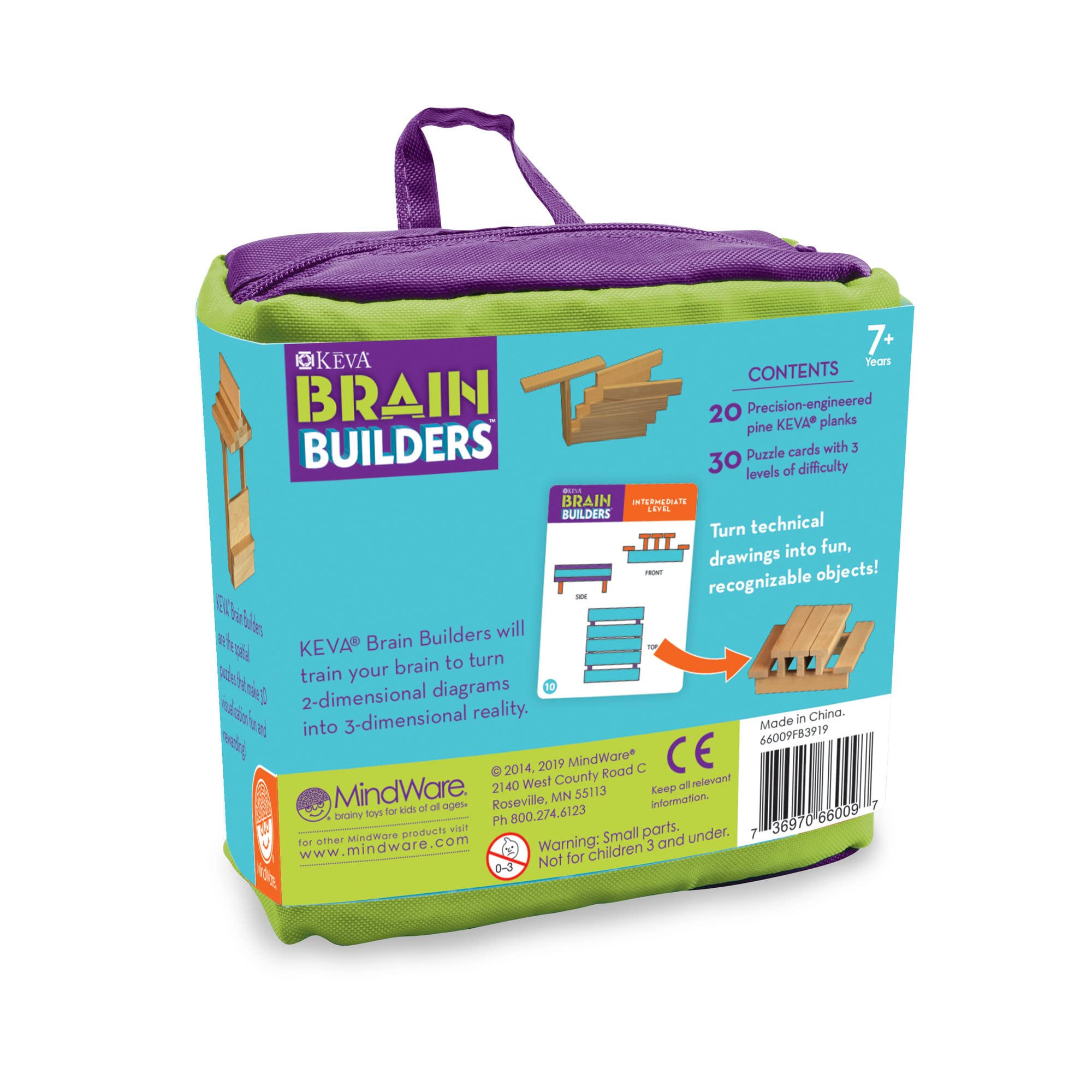 MindWare KEVA Brain Builders Set of 2: Original KEVA Brain Builders and KEVA Brain Builders Junior – Great Addition to STEM Building Toys and Classroom Games – 40 Planks & 70 Puzzles Total