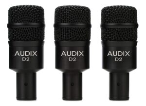 audix d2 trio dynamic microphone 3-pack for kick drums, toms, and bass instruments