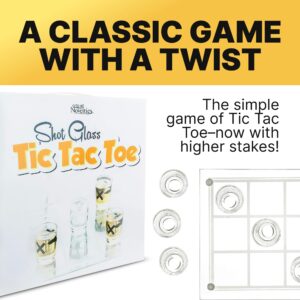 Fairly Odd Novelties Shot Glass Tic Tac Toe Game - Elegantly Designed Drinking Fun, Perfect for Parties, Couples, and Strategy, 8.63" Glass Board