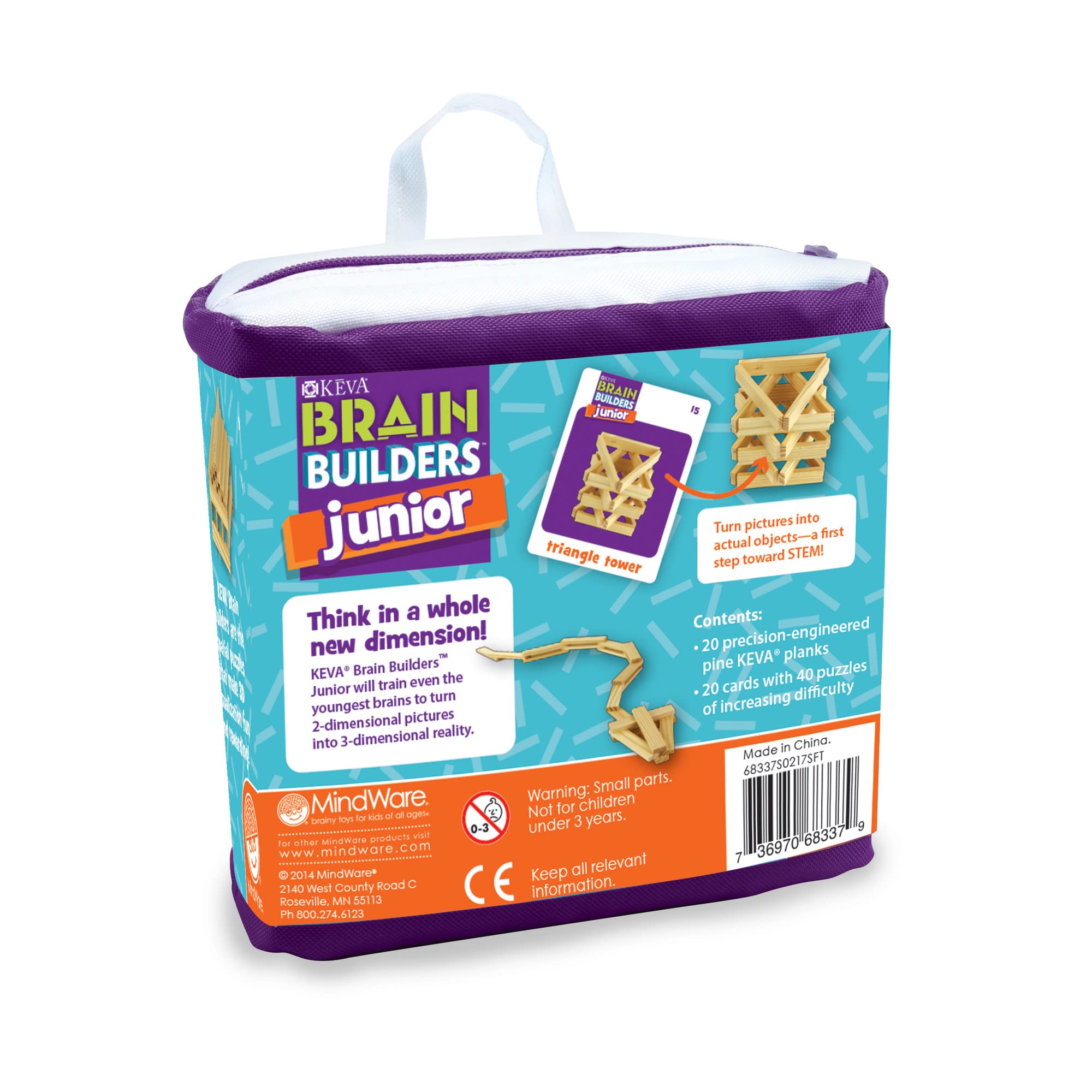 MindWare KEVA Brain Builders Set of 2: Original KEVA Brain Builders and KEVA Brain Builders Junior – Great Addition to STEM Building Toys and Classroom Games – 40 Planks & 70 Puzzles Total