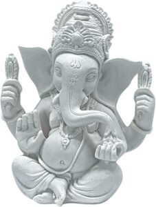 bellaa 23743 ganesha statue hindu god lord ganapati idol blessing god outdoor sculpture home decoration good luck success gift 5 inch pure white