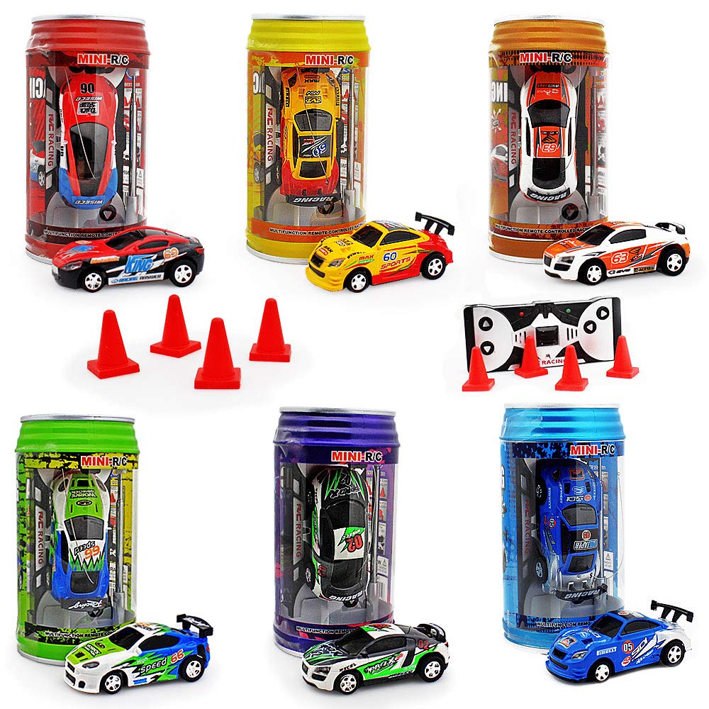 haomsj Mini Coke Can Speed Rc Radio Remote Conrtol Micro Racing Car with Led Lingts Kids Toys Gift (1PC)