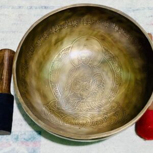 Singing Bowl Nepal-10" Inch Healing Buddha Yoga Bowl- Hand Hammered Tibetan Singing Bowls, Hand Carving From Nepal