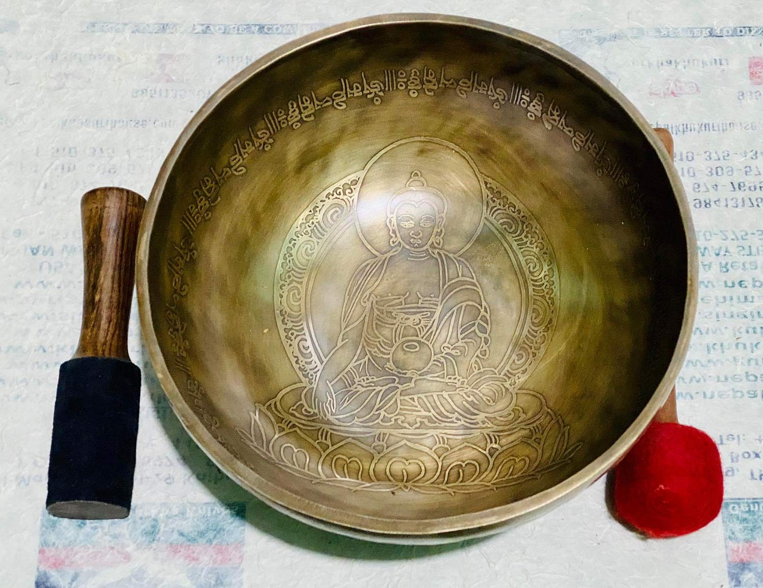 Singing Bowl Nepal-10" Inch Healing Buddha Yoga Bowl- Hand Hammered Tibetan Singing Bowls, Hand Carving From Nepal