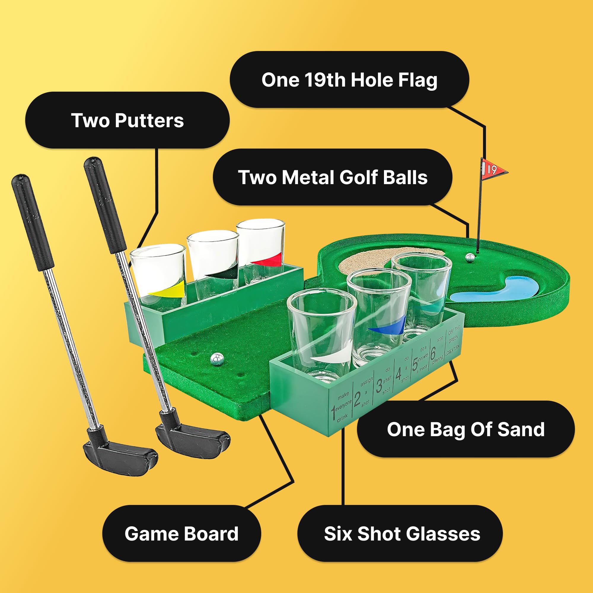 Fairly Odd Novelties Miniature Golf Drinking Game Set, Standard, Green, 1.75oz Glasses – Ultimate Tabletop Fun for Golf Enthusiasts & Party Lovers!