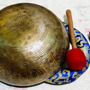 Singing Bowl Nepal-10" Inch Healing Buddha Yoga Bowl- Hand Hammered Tibetan Singing Bowls, Hand Carving From Nepal