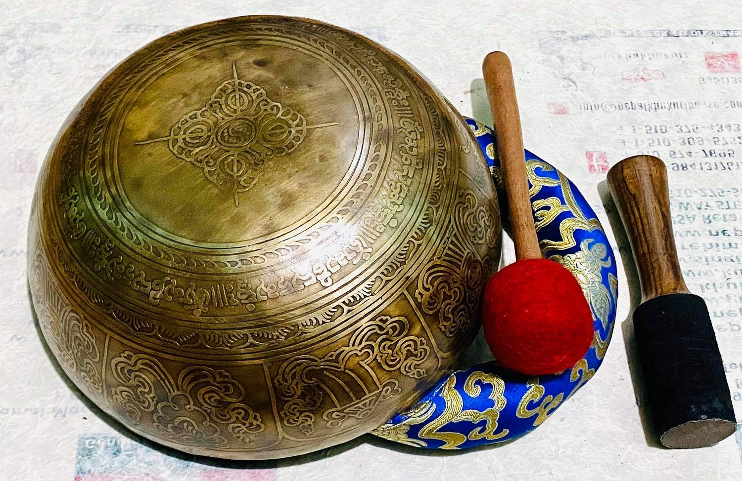 Singing Bowl Nepal-10" Inch Healing Buddha Yoga Bowl- Hand Hammered Tibetan Singing Bowls, Hand Carving From Nepal