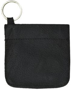 men's leather squeeze coin pouch change holder (black)