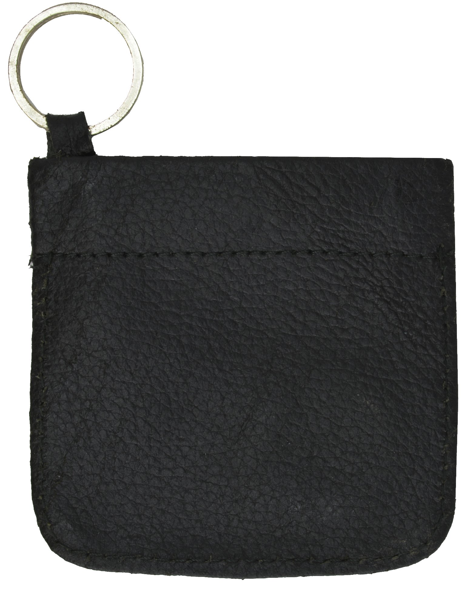 Men's Leather Squeeze Coin Pouch Change Holder (Black)