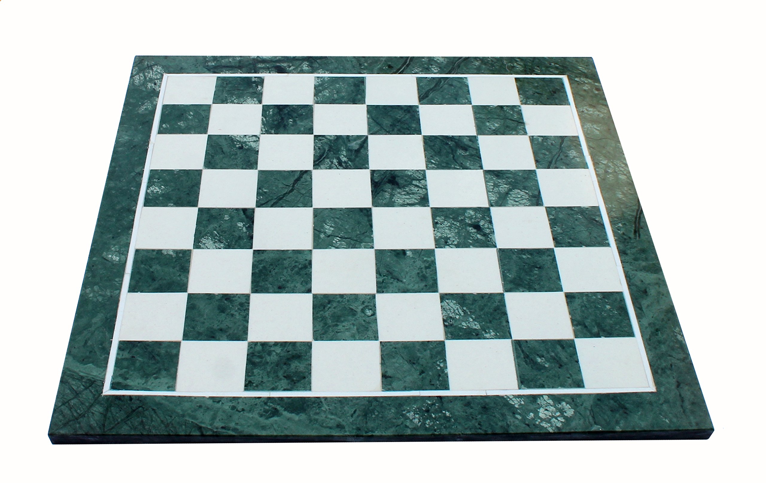 StonKraft Collectible Green Marble Stone Chess Board Without Pieces Pawns - Decorative Stone Chess - Home Décor - 20" Inches