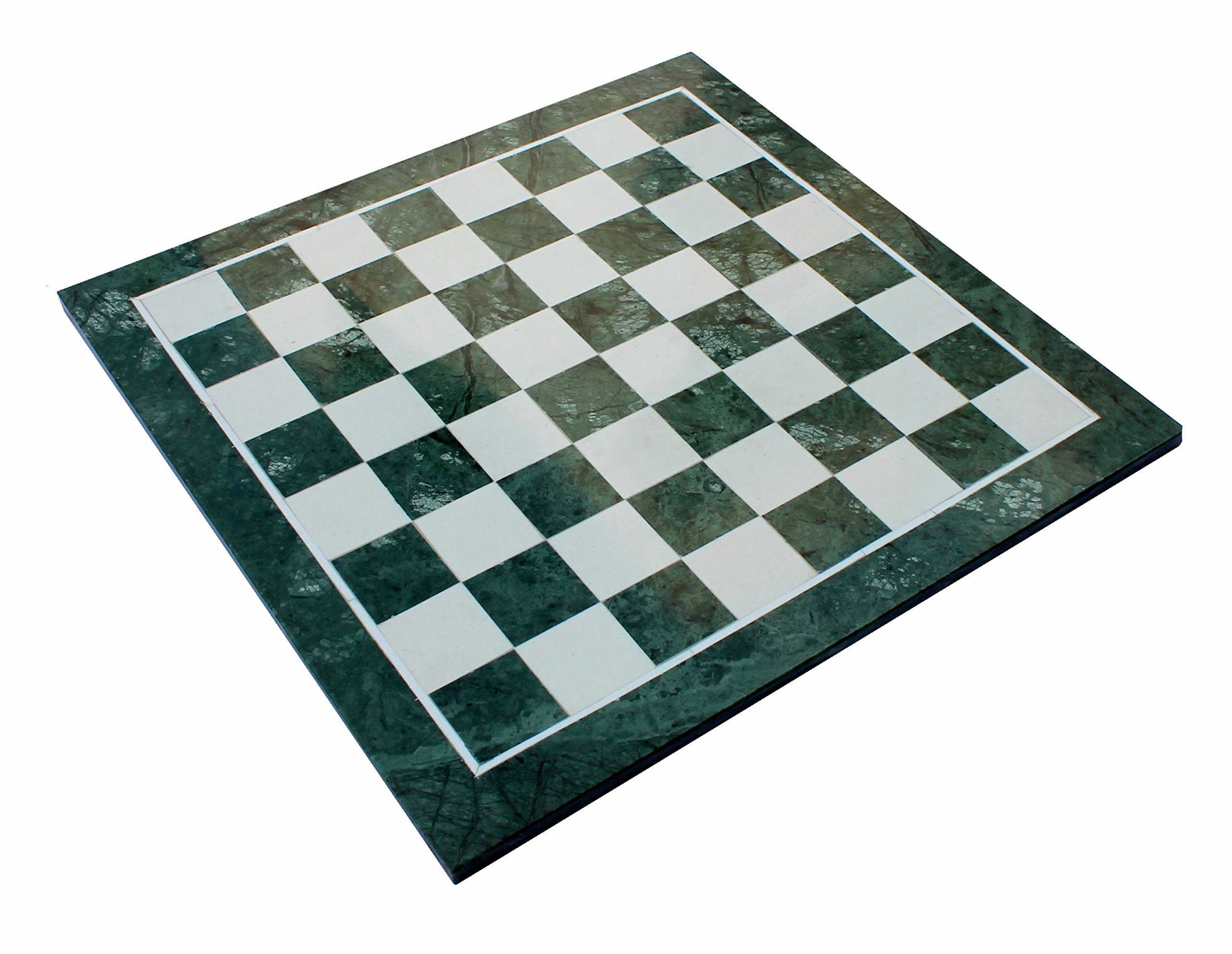 StonKraft Collectible Green Marble Stone Chess Board Without Pieces Pawns - Decorative Stone Chess - Home Décor - 20" Inches